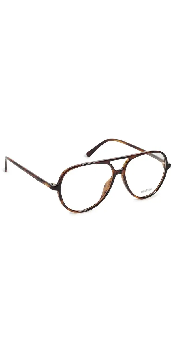 Valentino Garavani Ultralight V Logo Aviator Eyeglasses - Havana/transparent