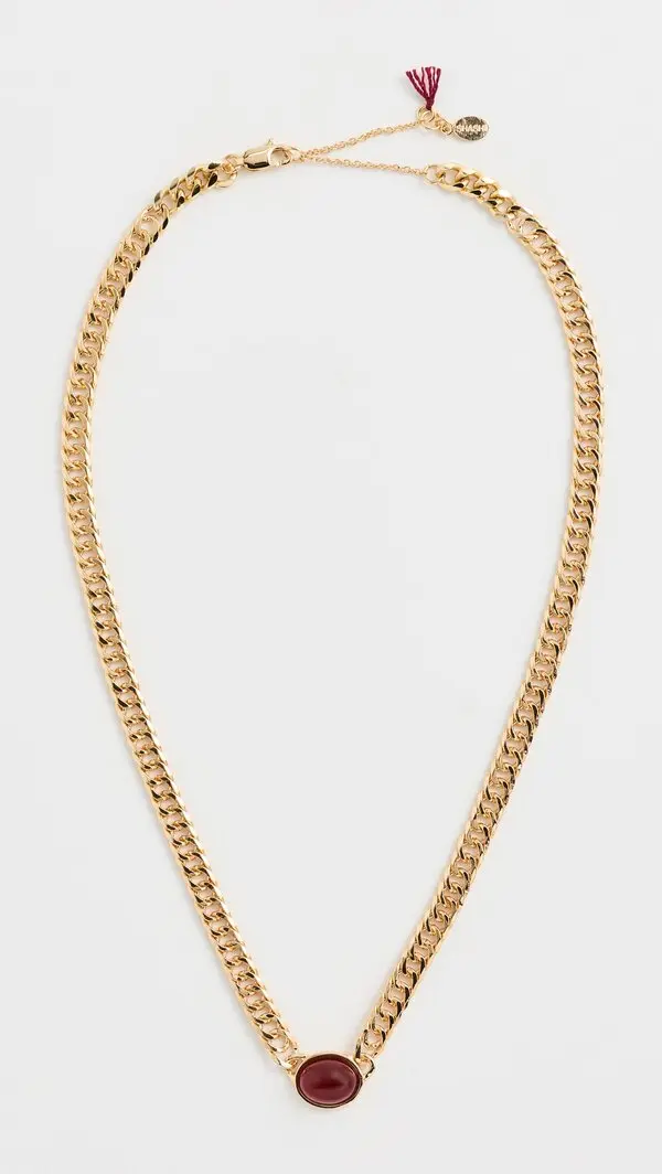 Shashi Oval Carnelian Gemstone Necklace In Plated Brass