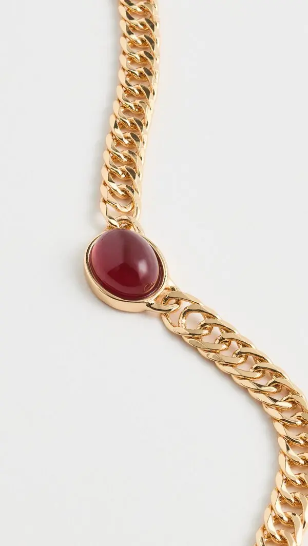 Shashi Oval Carnelian Gemstone Necklace In Plated Brass