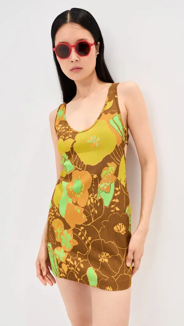 Tibi Kamara Print Racerback Short Dress