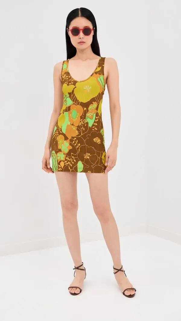 Tibi Kamara Print Racerback Short Dress