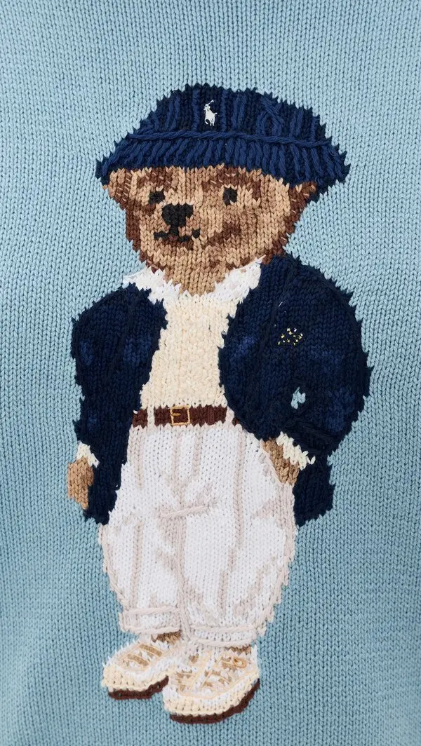 Polo Ralph Lauren Cotton Bear Long Sleeve Crew Neck Pullover