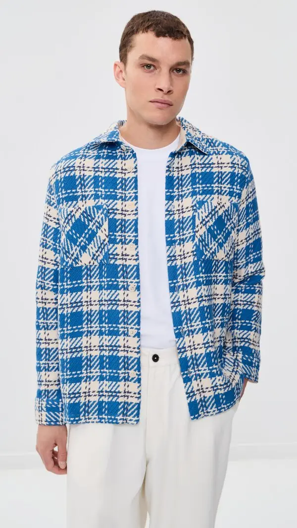 WAX LONDON Oran Check Whiting Overshirt