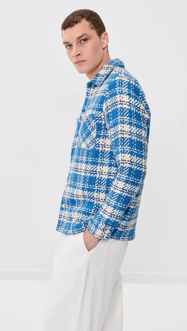WAX LONDON Oran Check Whiting Overshirt