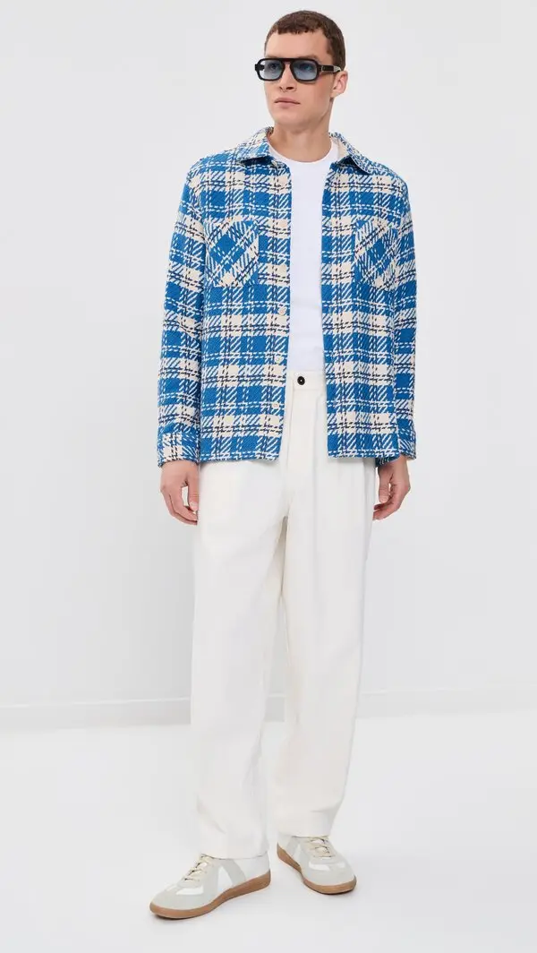 WAX LONDON Oran Check Whiting Overshirt
