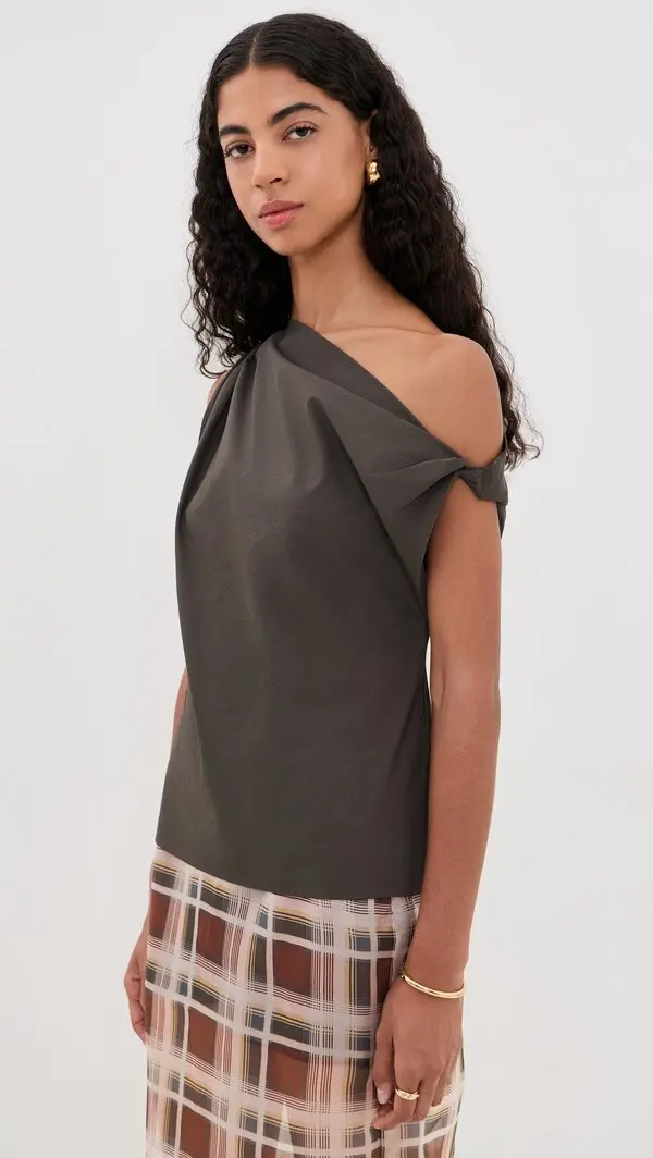 Ba&sh Omar Top Asymmetrical Neckline With Ruched Shoulders
