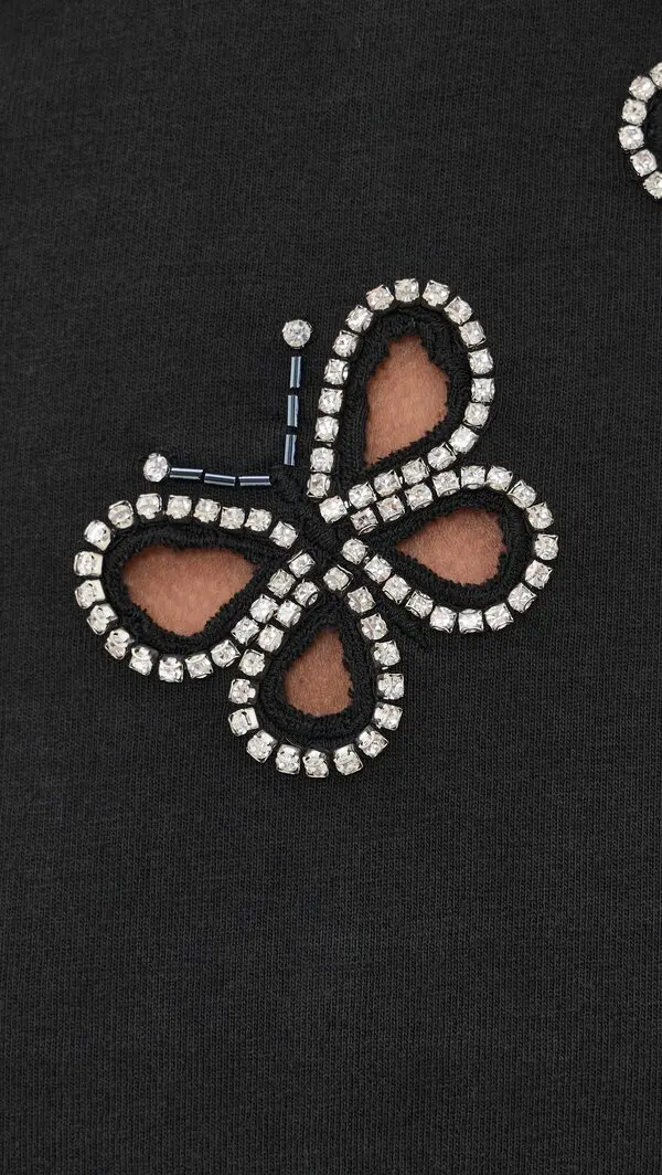 Alice + Olivia Cindy Embellished Cropped Tee With Cutouts