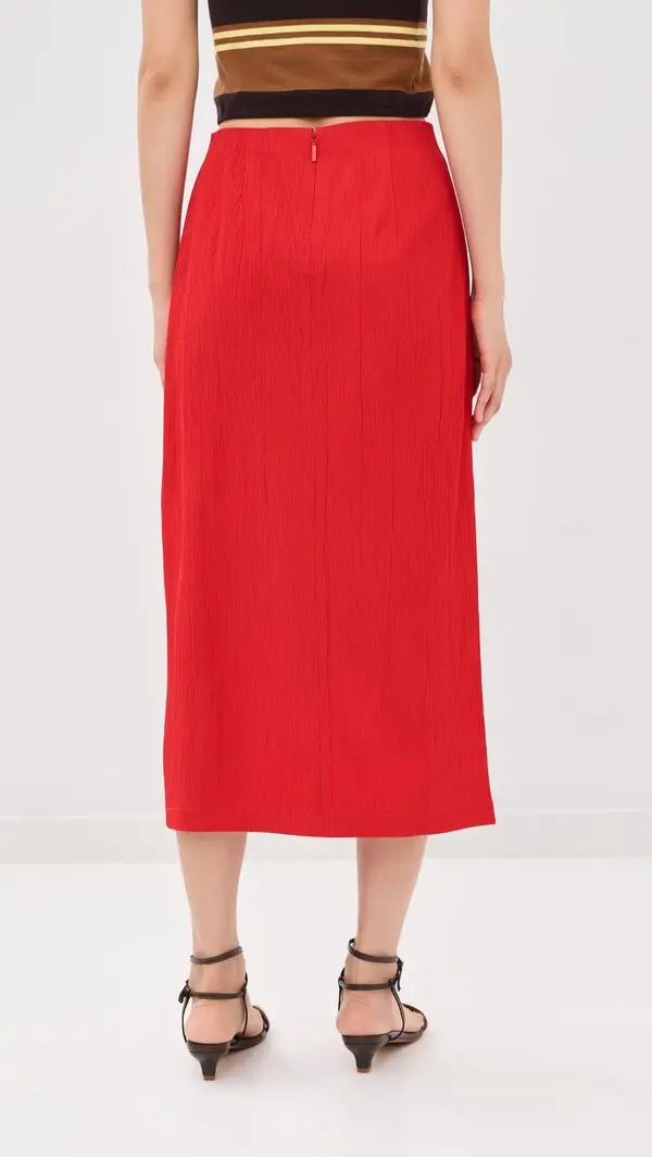 Tibi Creased Stretch Crepe Midi Skirt