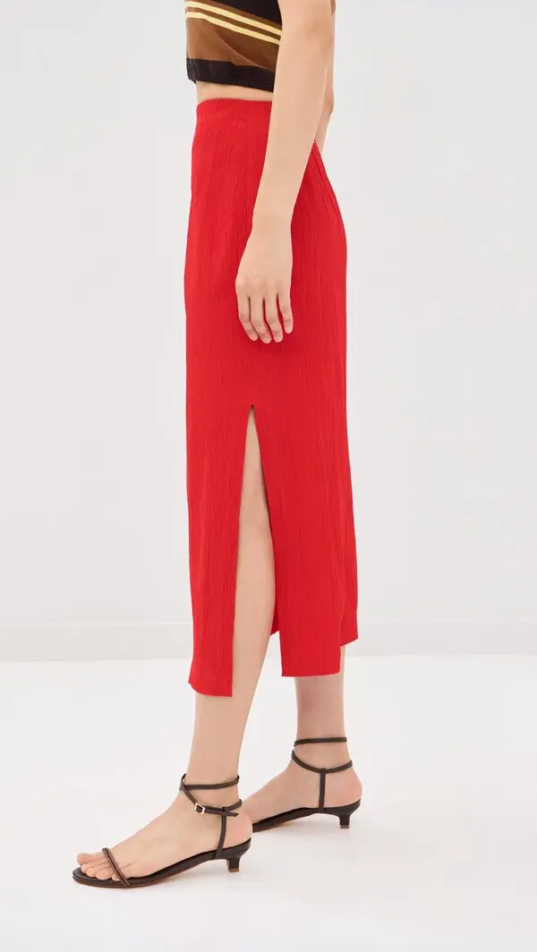 Tibi Creased Stretch Crepe Midi Skirt