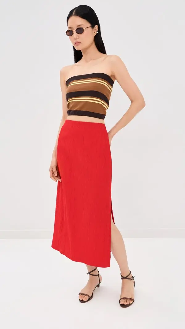 Tibi Creased Stretch Crepe Midi Skirt