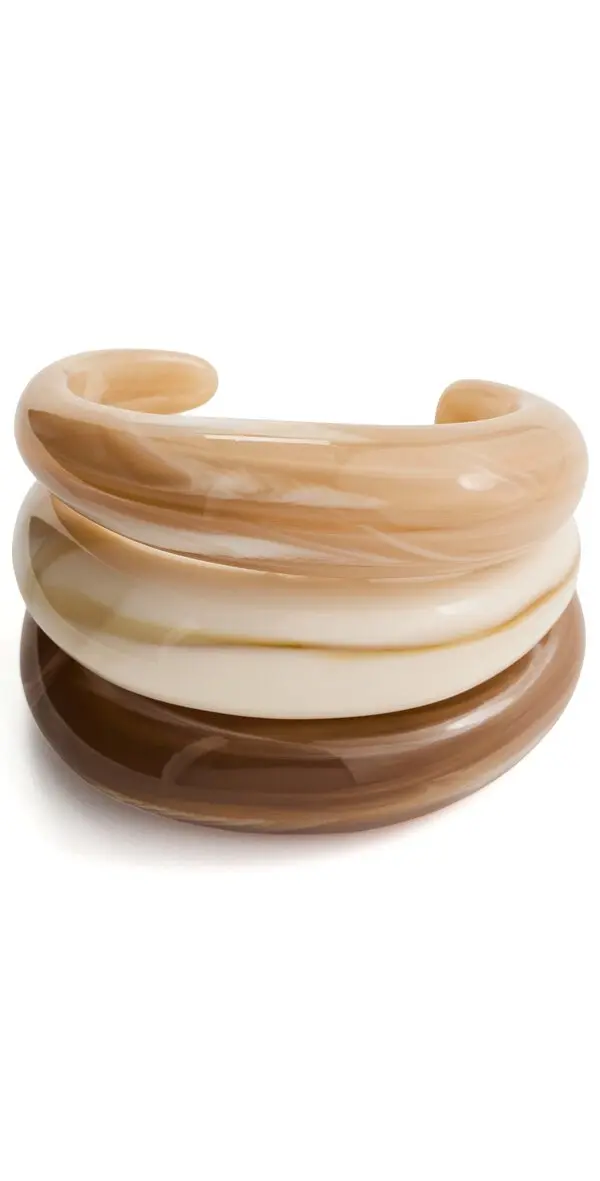 ADINA EDEN Caramel Cream Resin Bangle Set - Multi Color