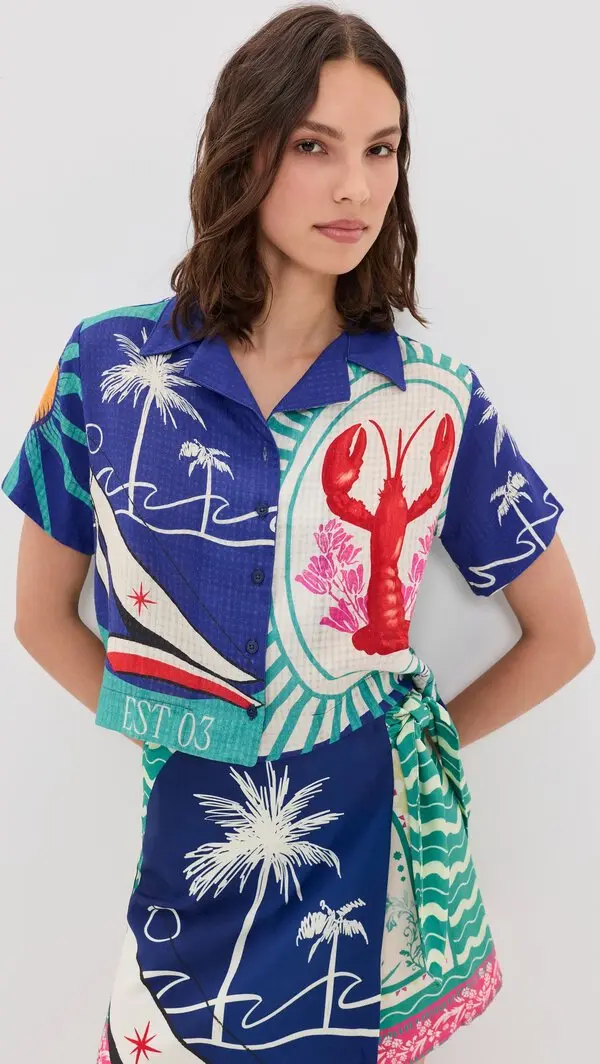 Agua Bendita Prim Cropped Button Down Shirt