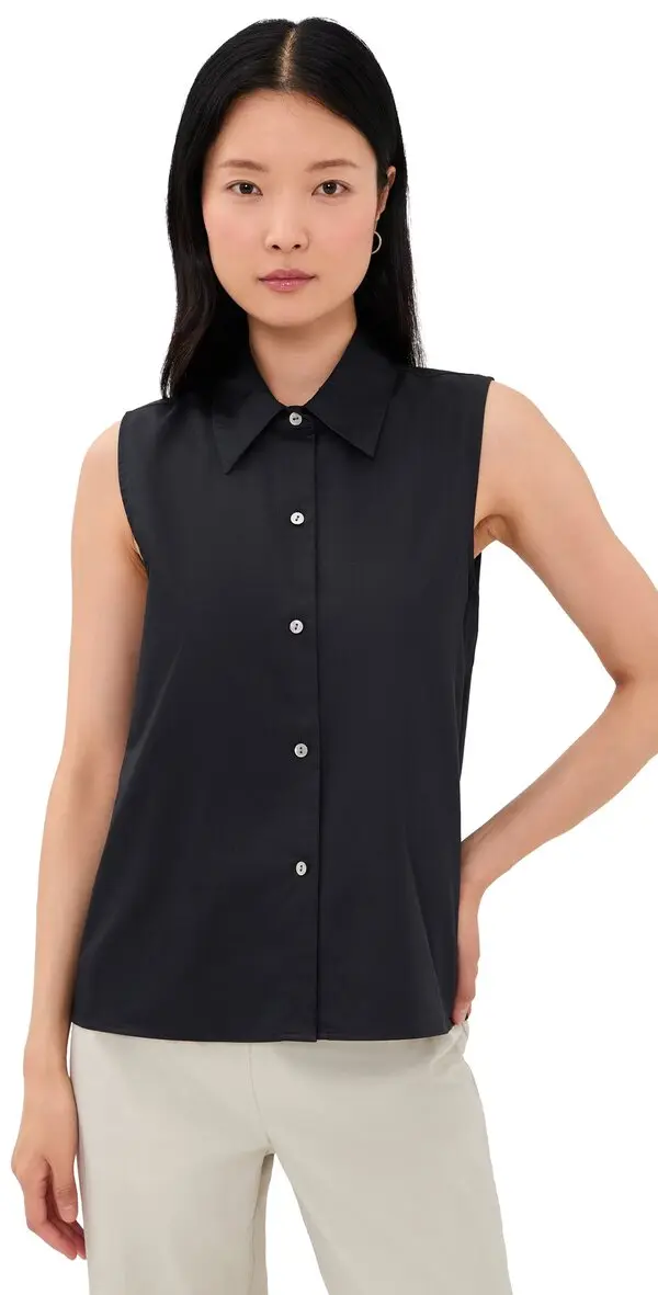 Vince Relaxed Button Down Tank Top