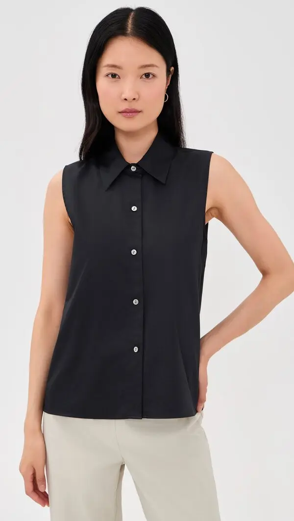 Vince Relaxed Button Down Tank Top