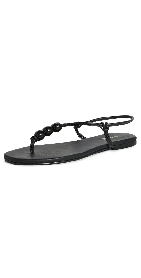 Kaanas Vitoria Leather Sandals With Wooden Beads