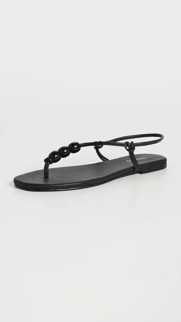 Kaanas Vitoria Leather Sandals With Wooden Beads