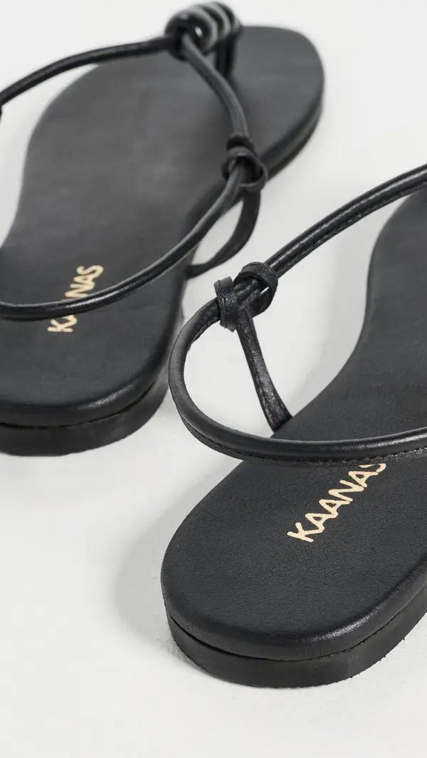 Kaanas Vitoria Leather Sandals With Wooden Beads