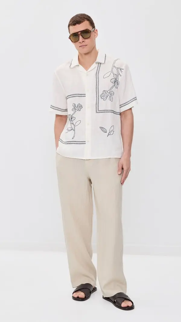WAX LONDON Glencoe Relaxed Fit Linen Trousers
