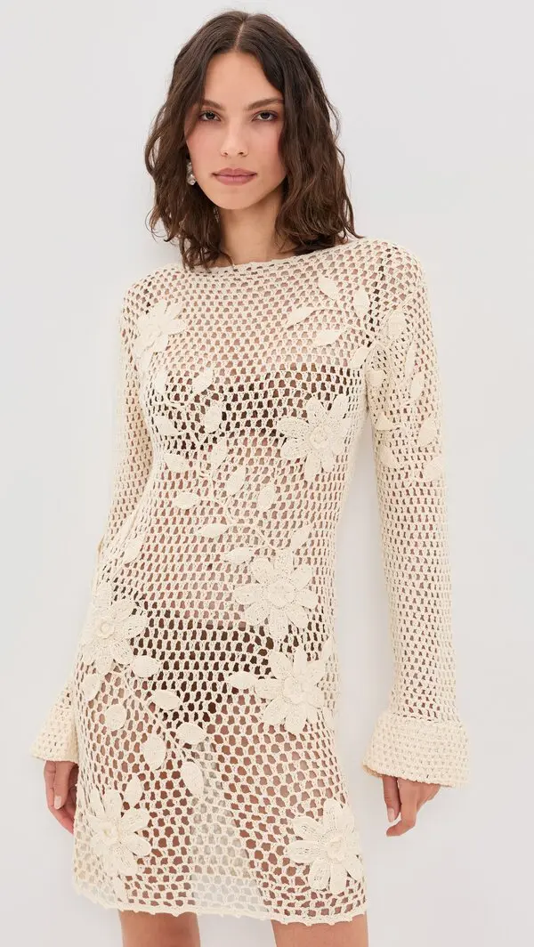 Agua Bendita Rosetta Handmade Crochet Mini Dress