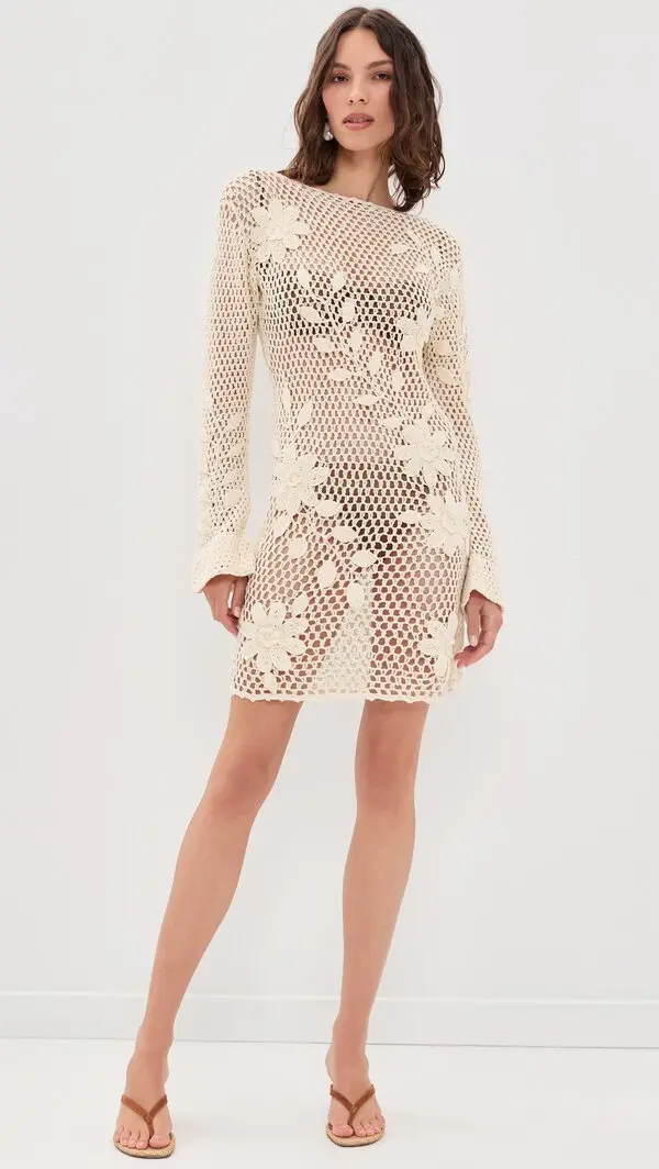 Agua Bendita Rosetta Handmade Crochet Mini Dress