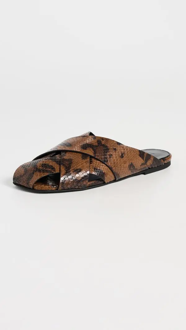 Proenza Schouler Slant Cross Slides In Embossed Python