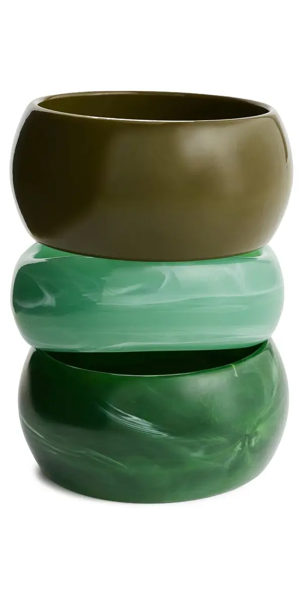 ADINA EDEN Gradient Resin Bangle Set - Green