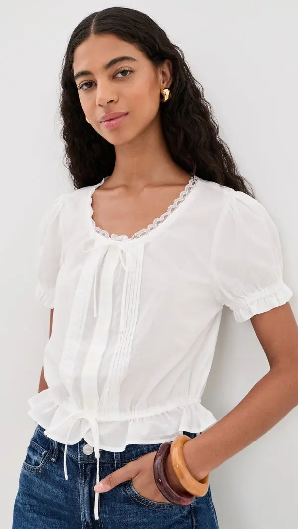 MOTHER The Love Letter Puff Blouse