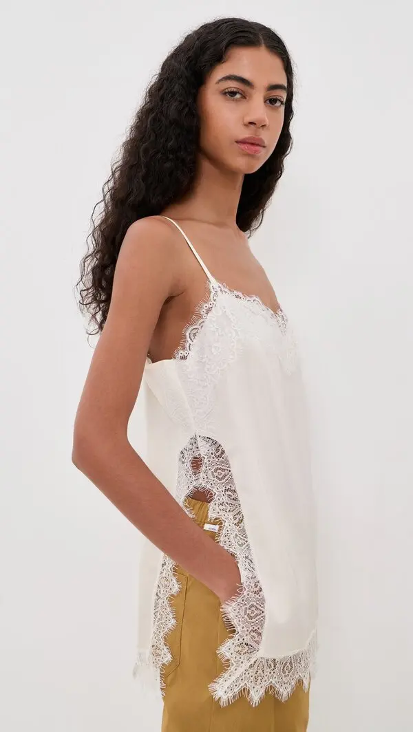 MOTHER The Sweet Talker Tank With Lace Trim