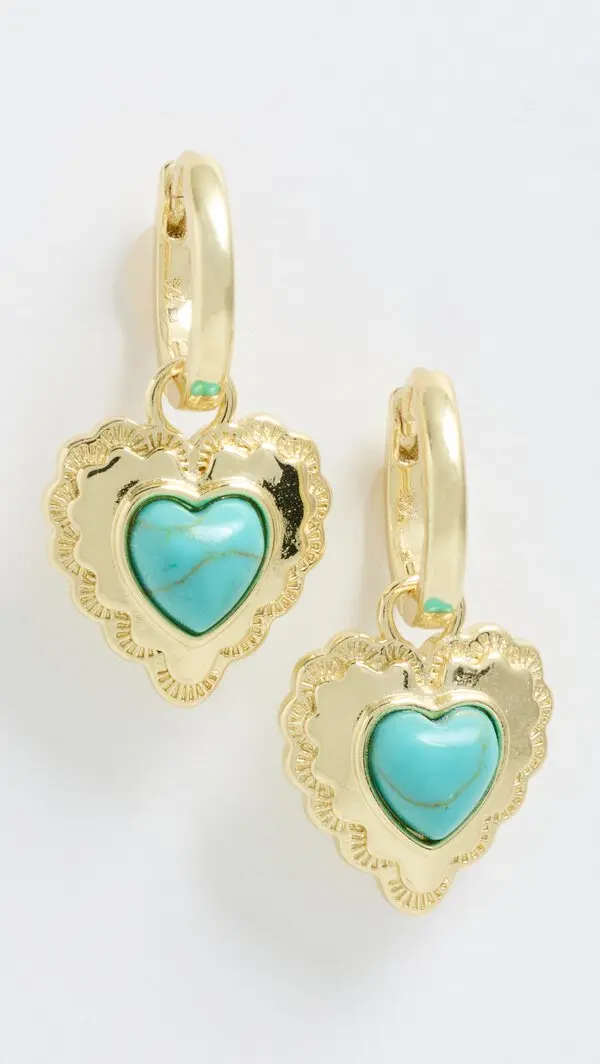 ADINA EDEN Heart Drop Huggie Earrings