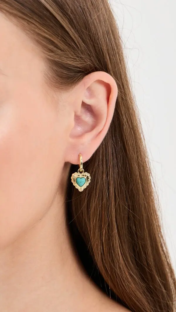 ADINA EDEN Heart Drop Huggie Earrings