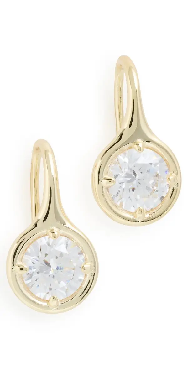 ADINA EDEN Rounded Bezel Fish Hook Huggie Earrings - Gold