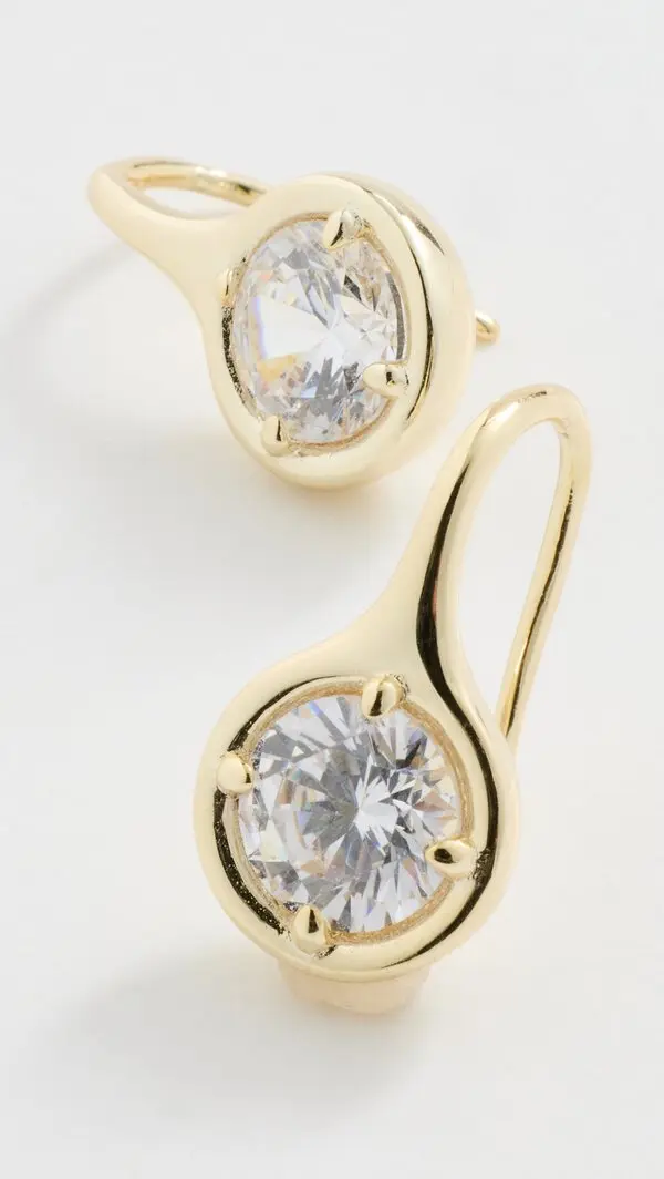 ADINA EDEN Rounded Bezel Fish Hook Huggie Earrings