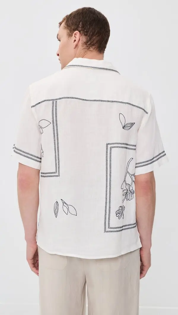 WAX LONDON Didcot Linen Grid Flower Shirt
