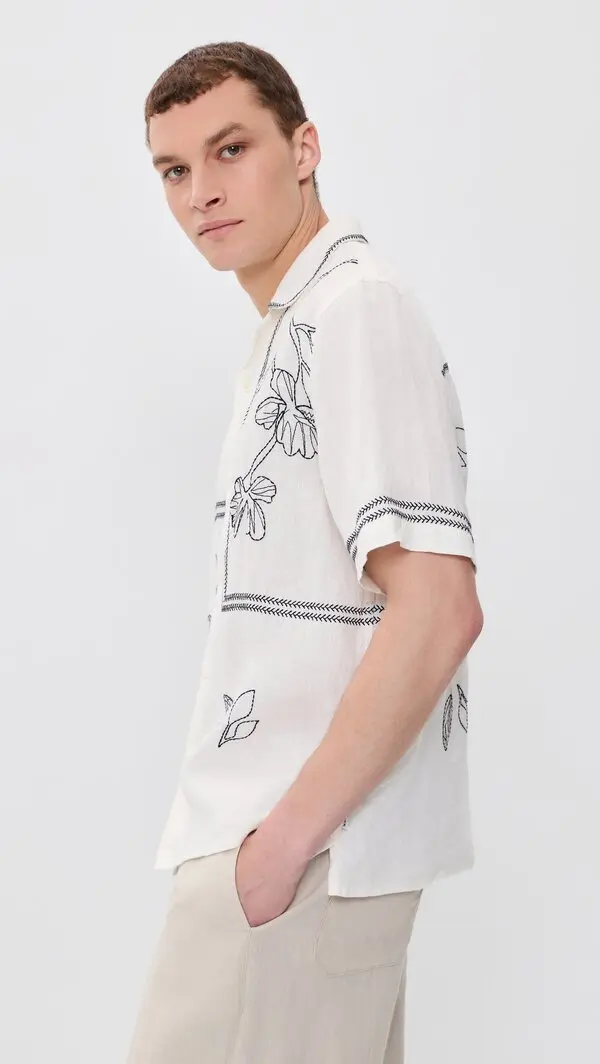 WAX LONDON Didcot Linen Grid Flower Shirt