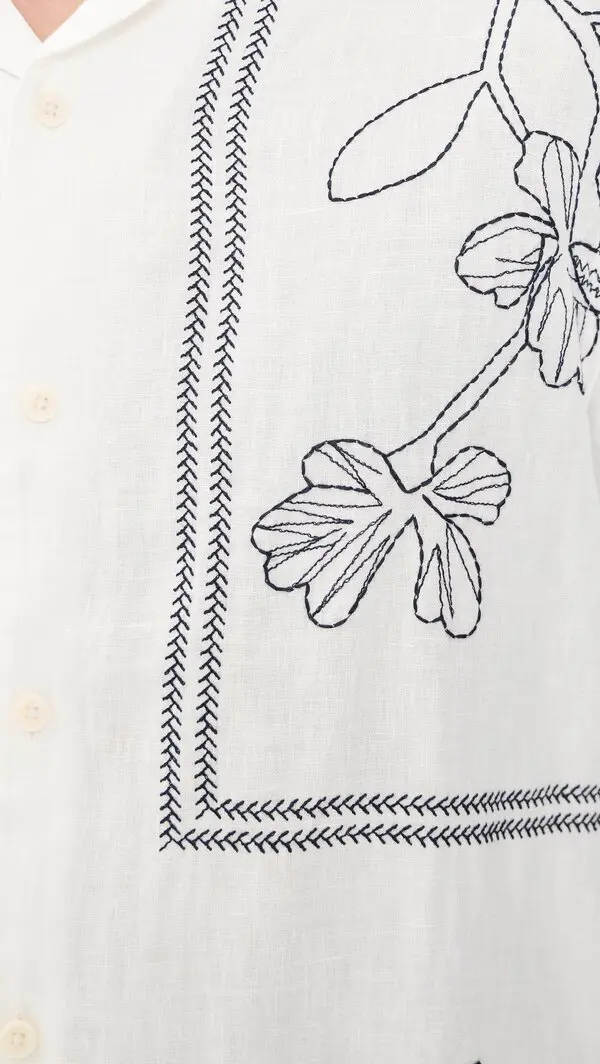 WAX LONDON Didcot Linen Grid Flower Shirt