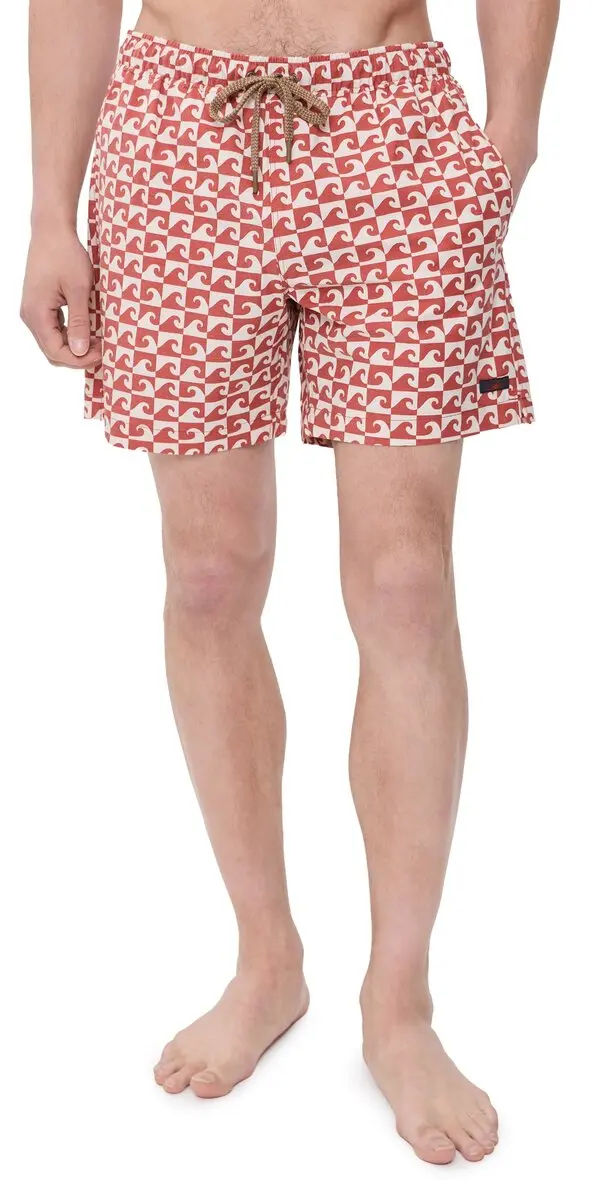 Faherty Brand All Day Swim Trunks 6 - Clay Wave Block