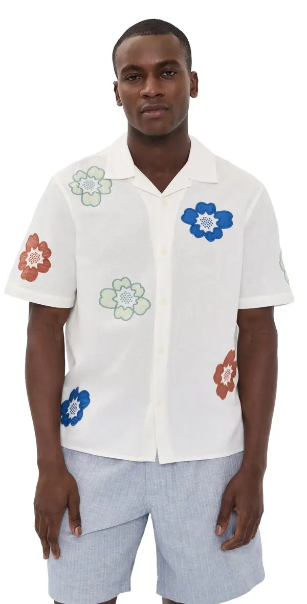 WAX LONDON Didcot Applique Floral Shirt