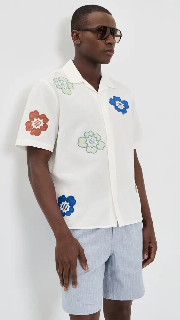 WAX LONDON Didcot Applique Floral Shirt
