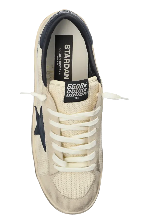 GOLDEN GOOSE Stardan' Perforated Leather And Textile Sneakers - Cream