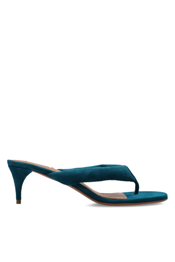 Alaïa Suede Heeled Mules - Green