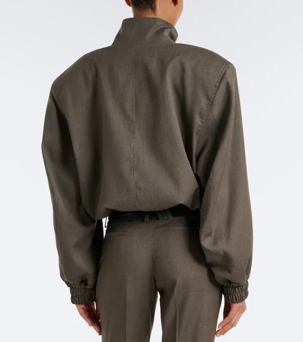 Attico Virgin Wool-blend Bomber Jacket - Grey