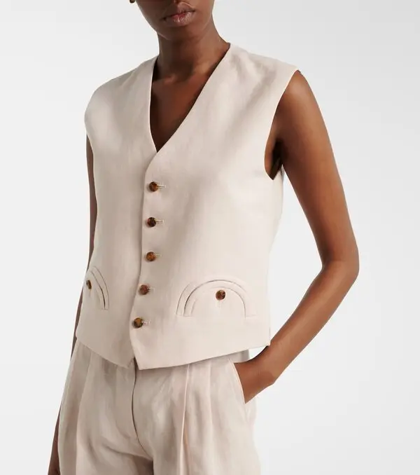 BLAZÉ MILANO Feral Linen Vest In Glycine - Pink