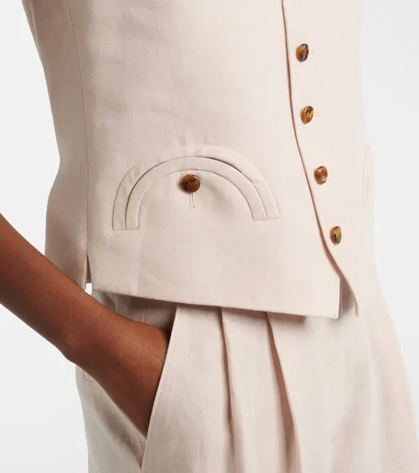 BLAZÉ MILANO Feral Linen Vest In Glycine - Pink