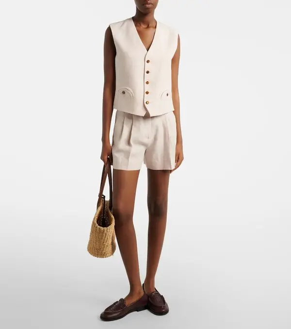 BLAZÉ MILANO Feral Linen Vest In Glycine - Pink