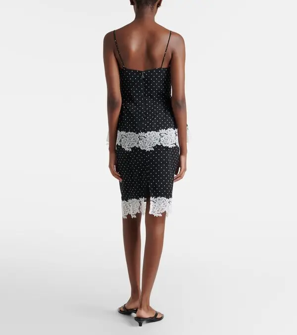 ROTATE BY BIRGER CHRISTENSEN Lace-trimmed Polka-dot Pencil Skirt