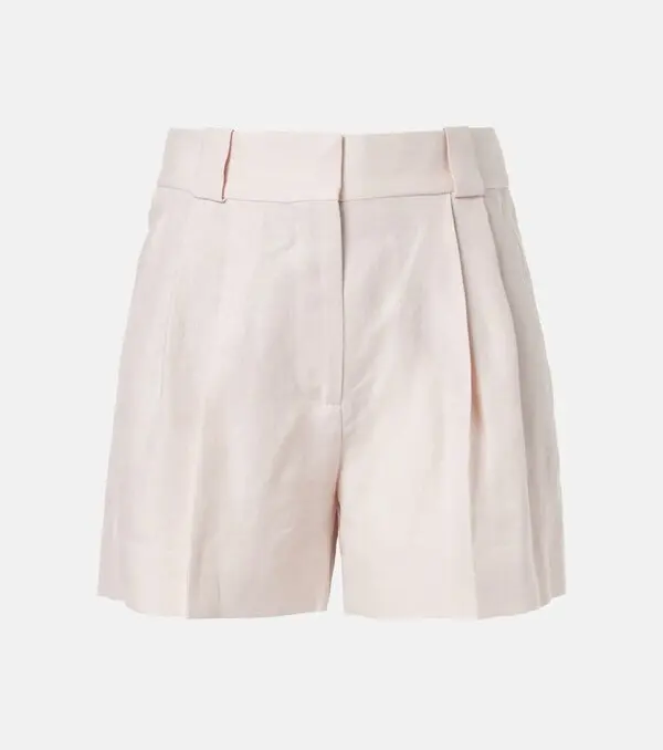 BLAZÉ MILANO Selle Pleated Linen Shorts - Pink