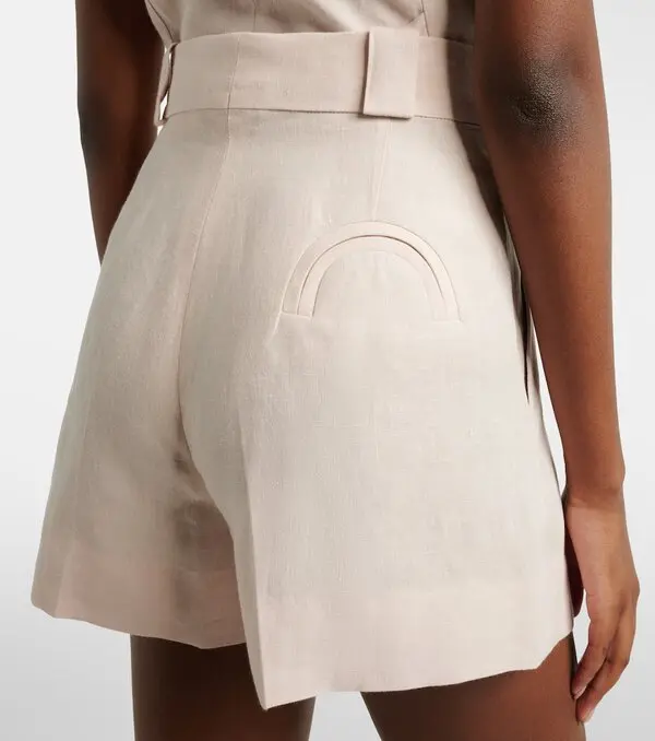 BLAZÉ MILANO Selle Pleated Linen Shorts - Pink