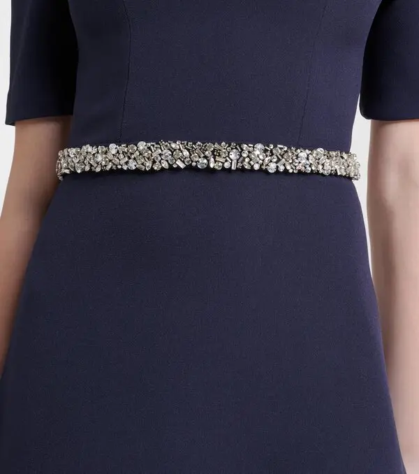Safiyaa Stephanie Embellished Draped Crêpe Gown - Blue