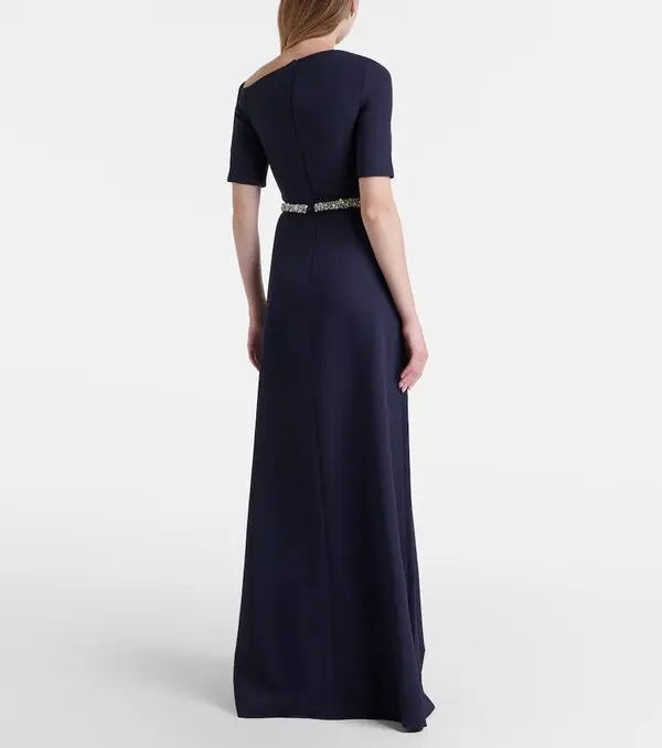 Safiyaa Stephanie Embellished Draped Crêpe Gown - Blue