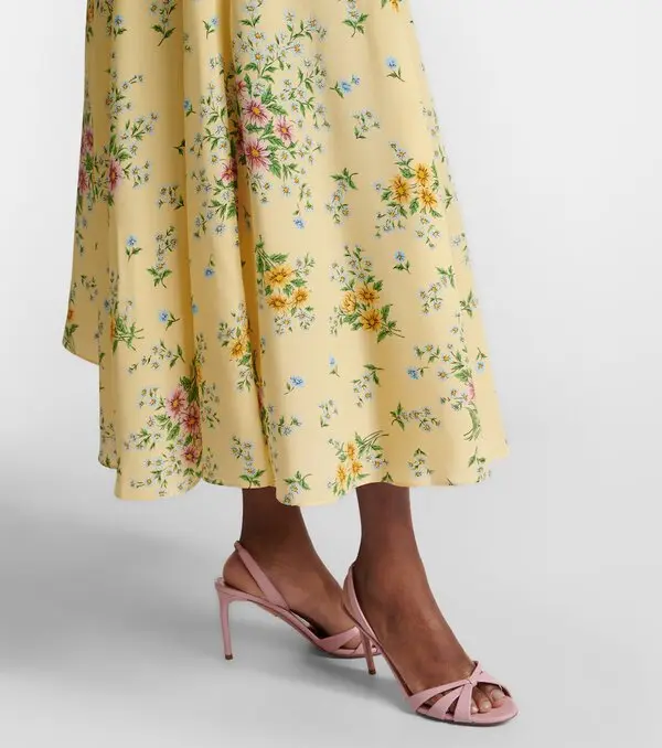 RODARTE Asymmetric Floral Silk Midi Dress